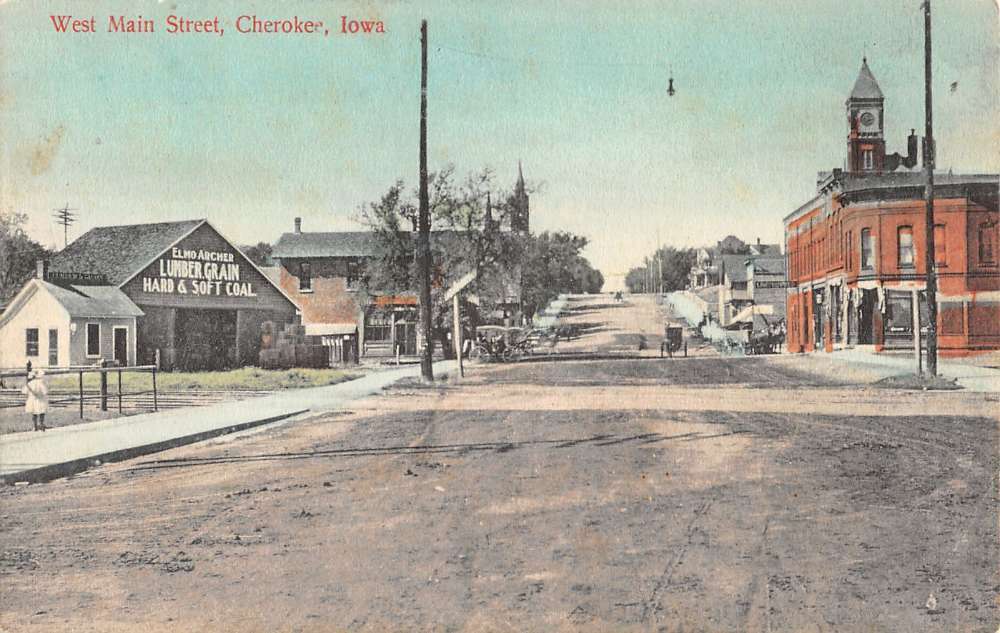 Cherokee Iowa West Main Street Scene Historic Bldgs Antique Postcard ...