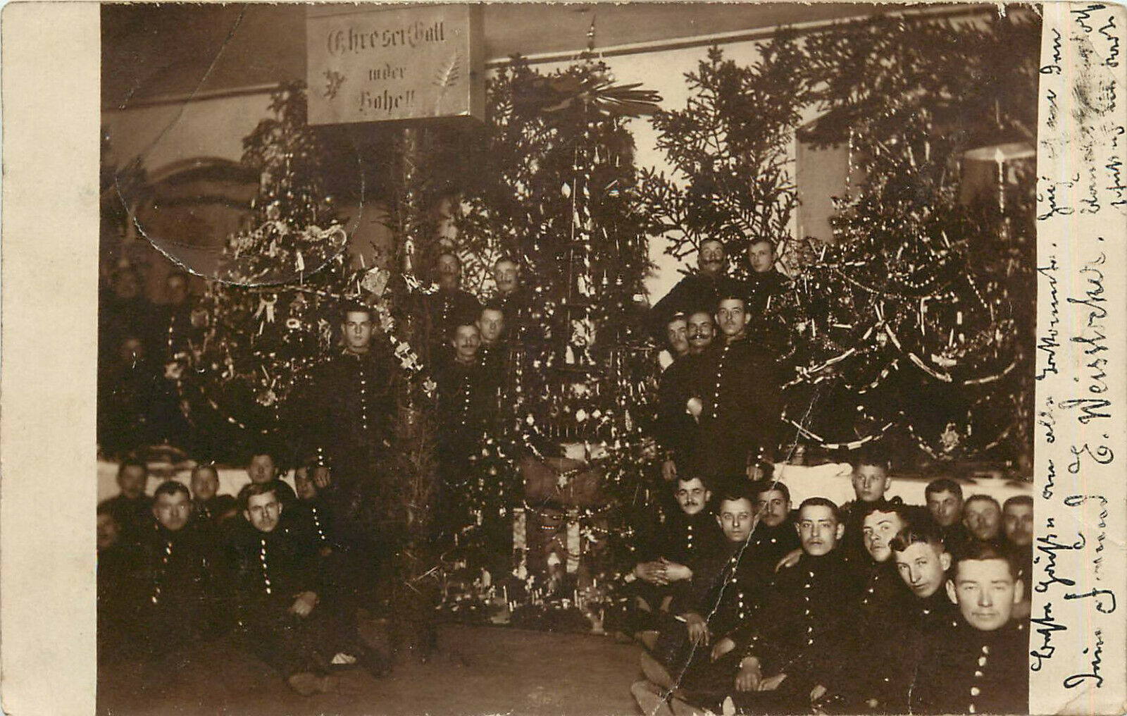 RPPC Group Of German WWI Soldiers at Christmas 1916 Decorated Trees ...