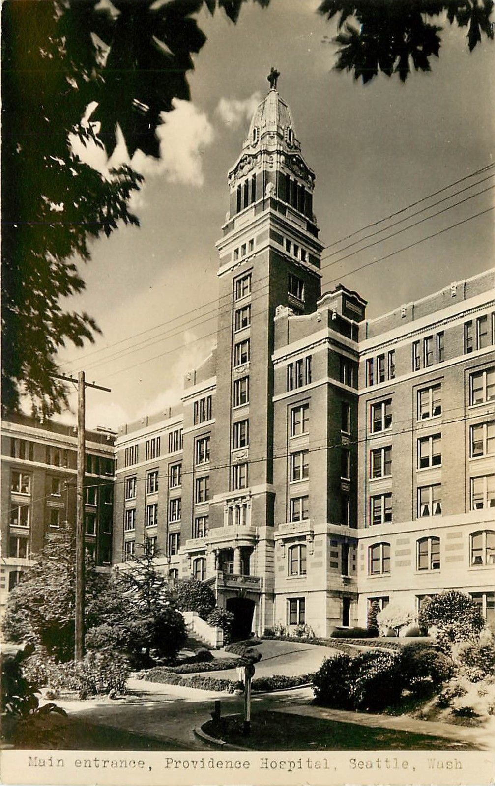 1930s RPPC Postcard; Main Entrance Providence Hospital, Seattle WA ...