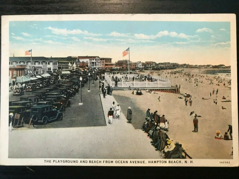 Vintage Postcard 1934 The Play Ground and Beach Ocean Avenue Hampton ...