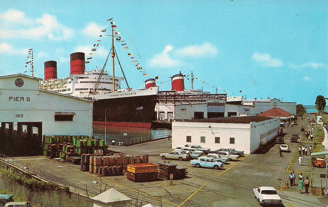 Cristobal, Panama Canal CZ Ocean Liner RMS Queen Elizabeth SS United ...