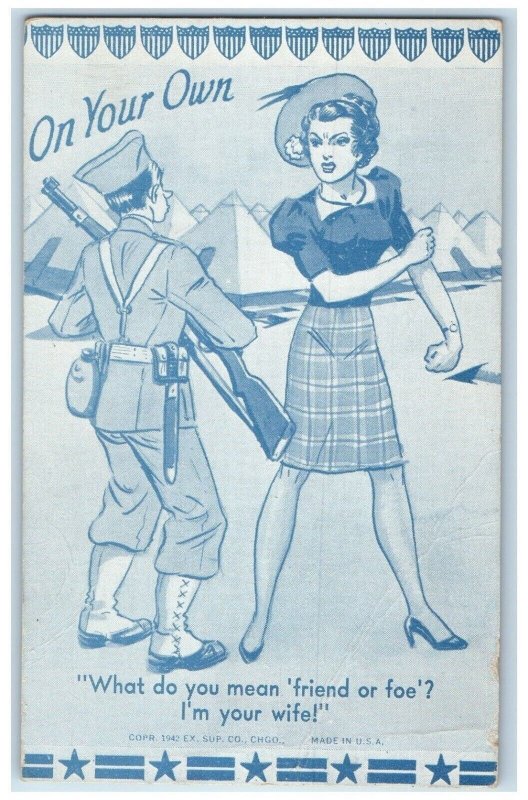 c1940's Angry Wife Military Soldier Tent Camp On Your Own WW2 Humor ...