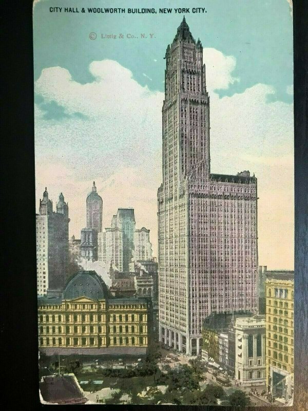 Vintage Postcard 1907-1915 City Hall Woolworth Building New York City ...