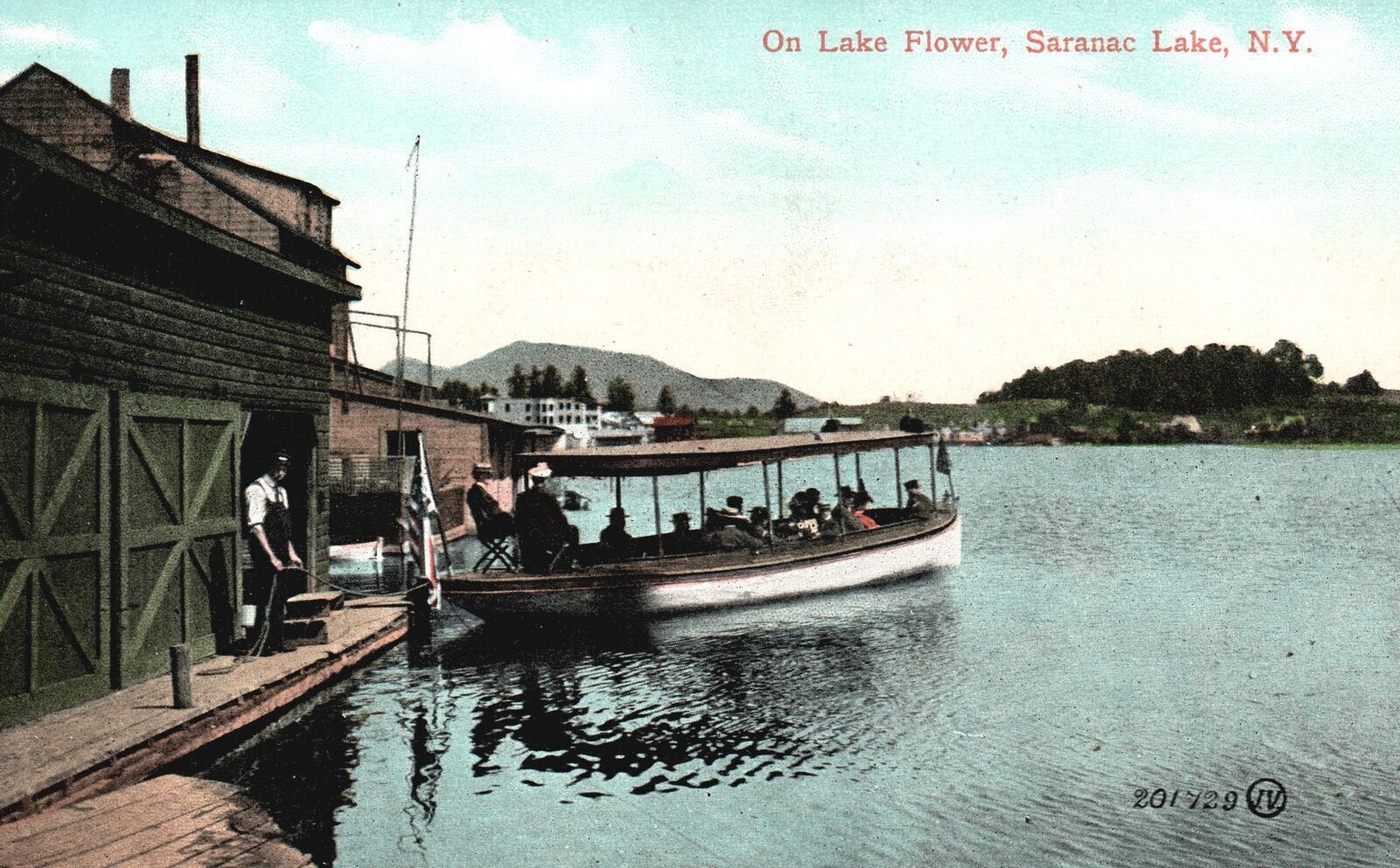 Vintage Postcard Lake Flower Tourist Spot Saranac Lake New York ...