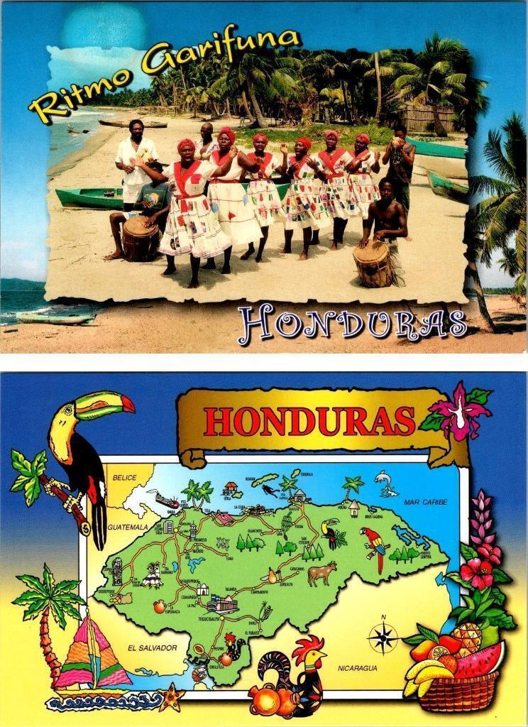 2~4X6 Postcards TELA Honduras DANCERS~DRUMS Garifuna~Triunfo De La Cruz ...