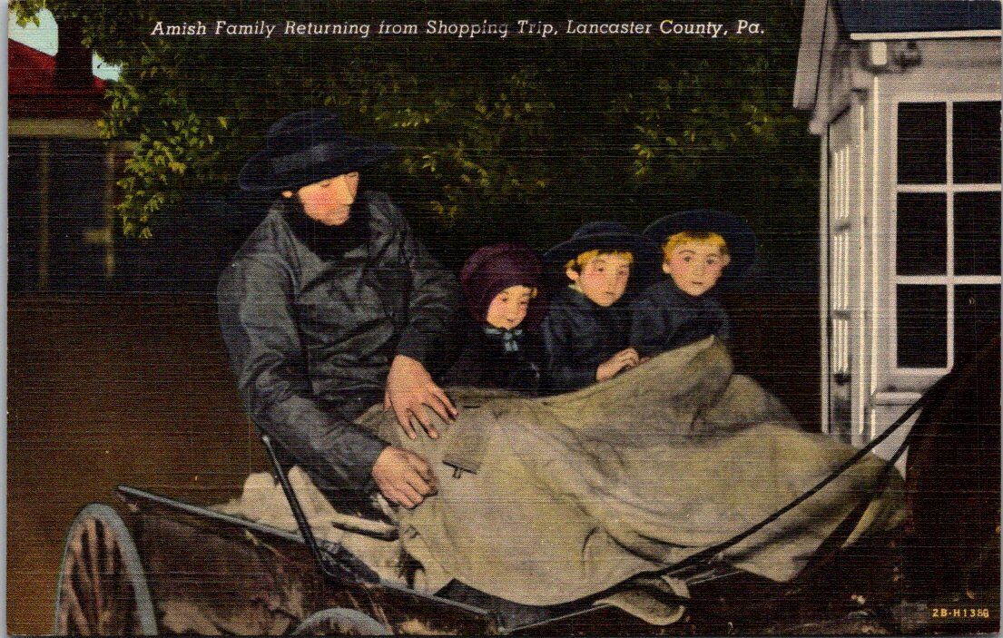 Pennsylvania Dutch Country Amish Family Returning From Shopping Trip ...