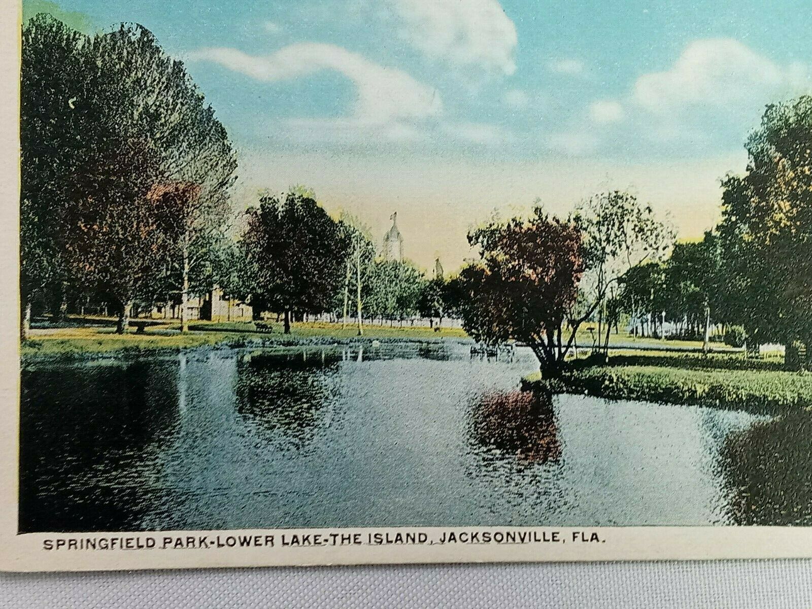 Vintage Postcard 1920's Springfield Park Lower Lake the Island ...