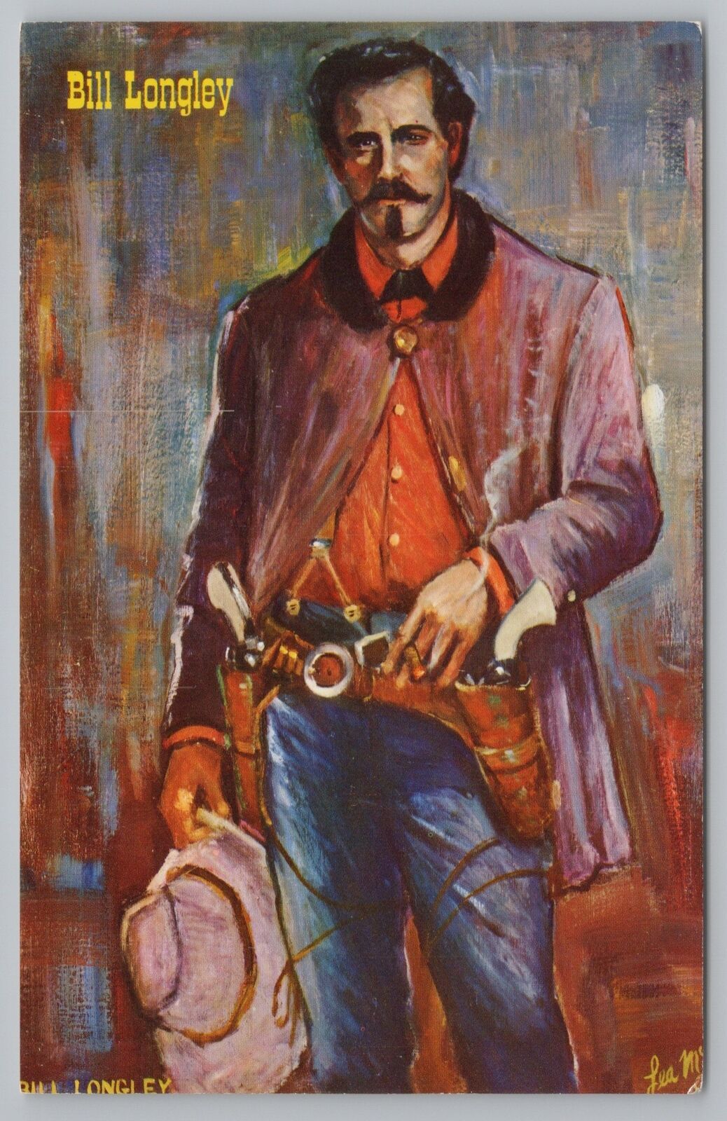 Western~Bill Longley Portrait-McCarty~Pistol in Holster~Vintage ...