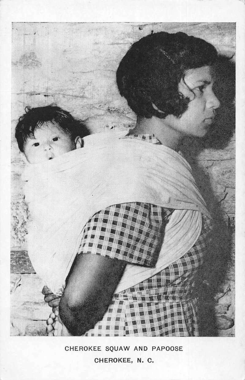 Cherokee North Carolina Cherokee Squaw and Papoose Native American PC ...