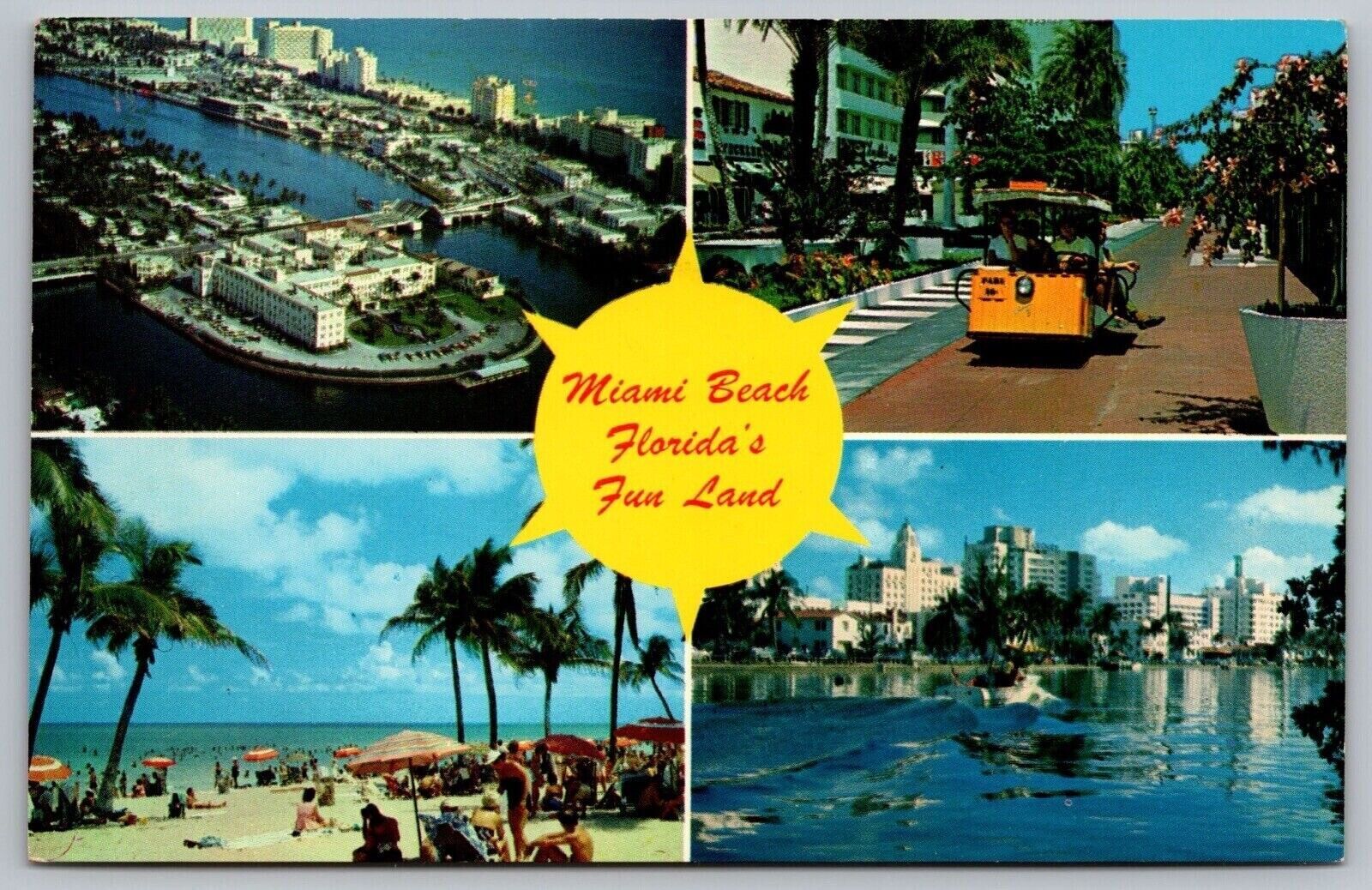 Miami Beach Florida Multi View Scenic Landmarks Chrome Cancel WOB ...