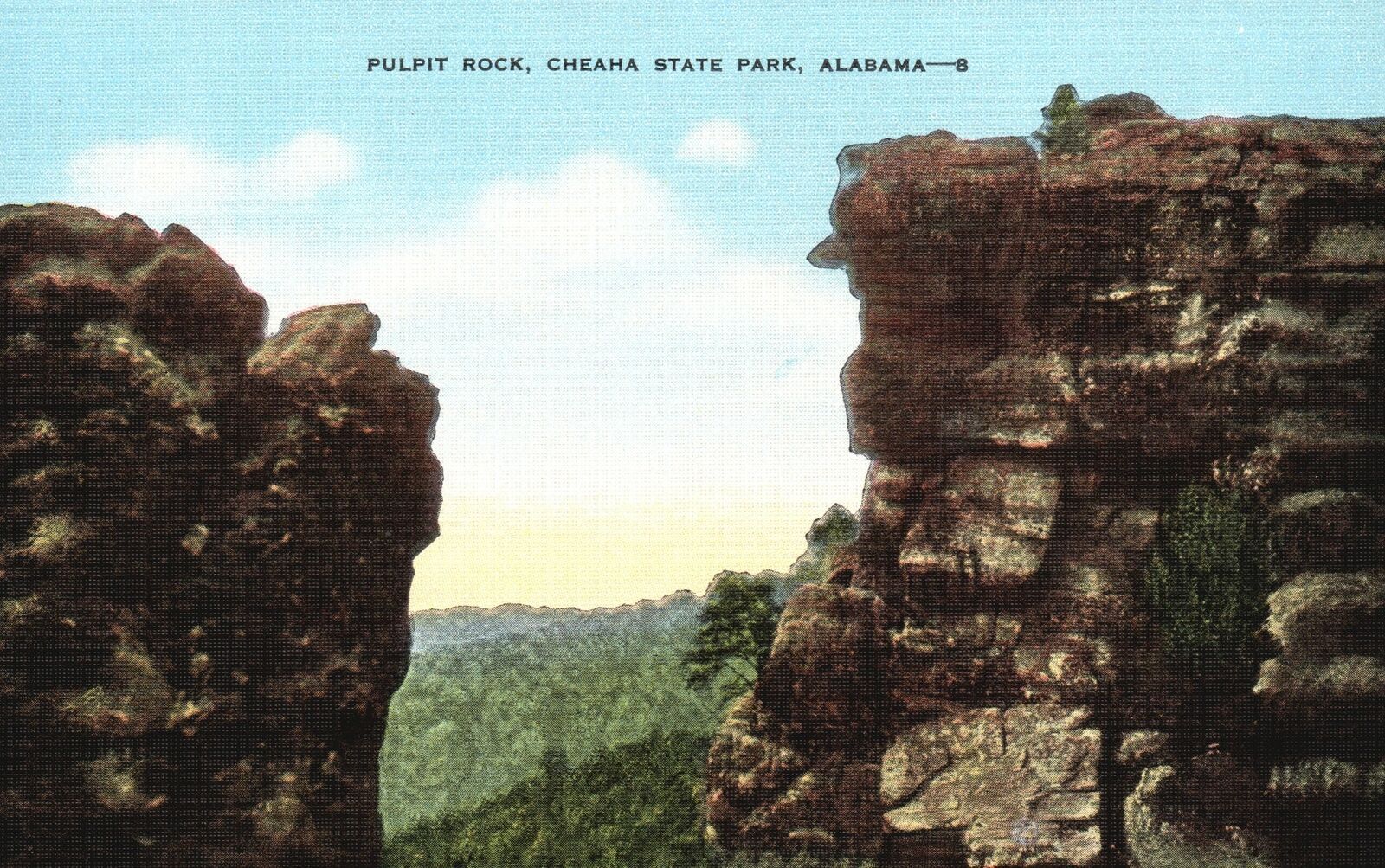 Vintage Postcard 1930's Pulpit Rock Formation Cheaha Mountain State ...