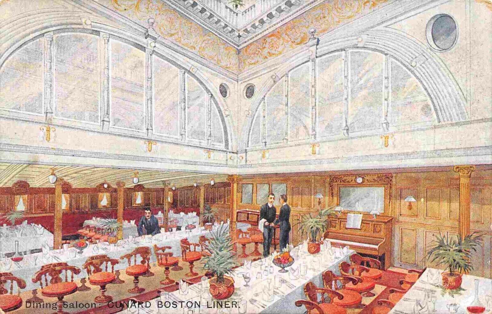 Cunard Boston Dining Saloon Interior Ocean Liner Ship Cunard Line ...