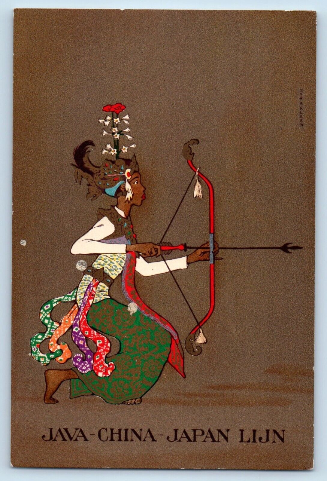 Java China Japan Lijn Steamer Advertising India Woman Bow & Arrow ...
