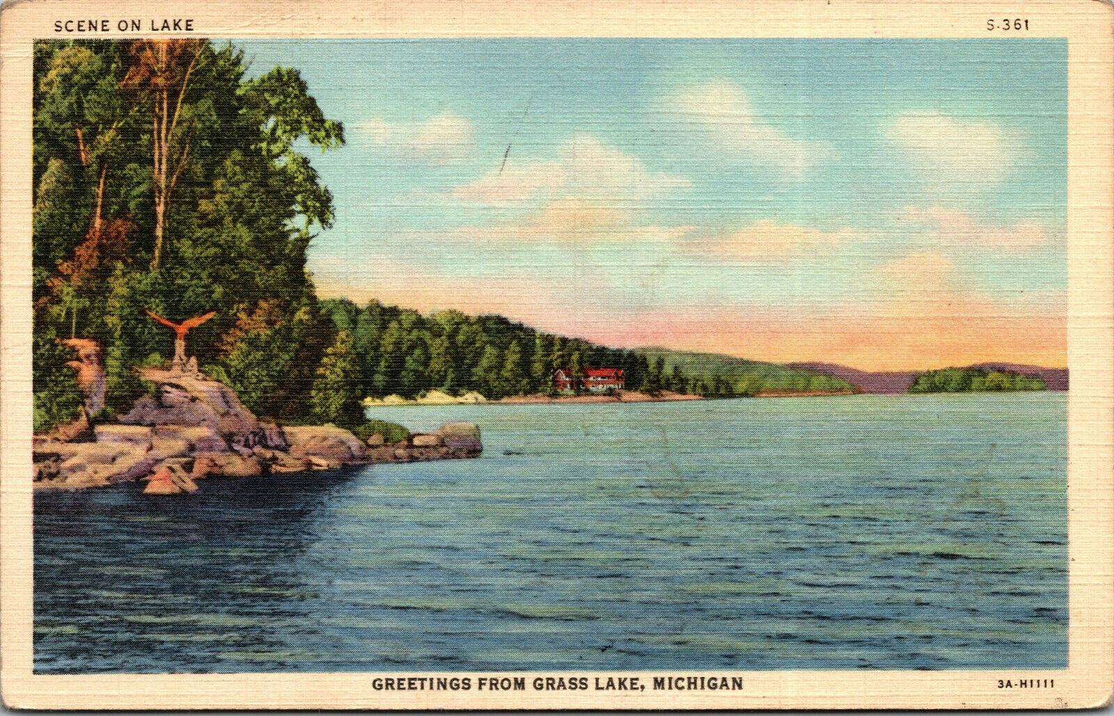 Vtg 1930s Scenic Greetings from Grass Lake Michigan MI Linen Postcard ...