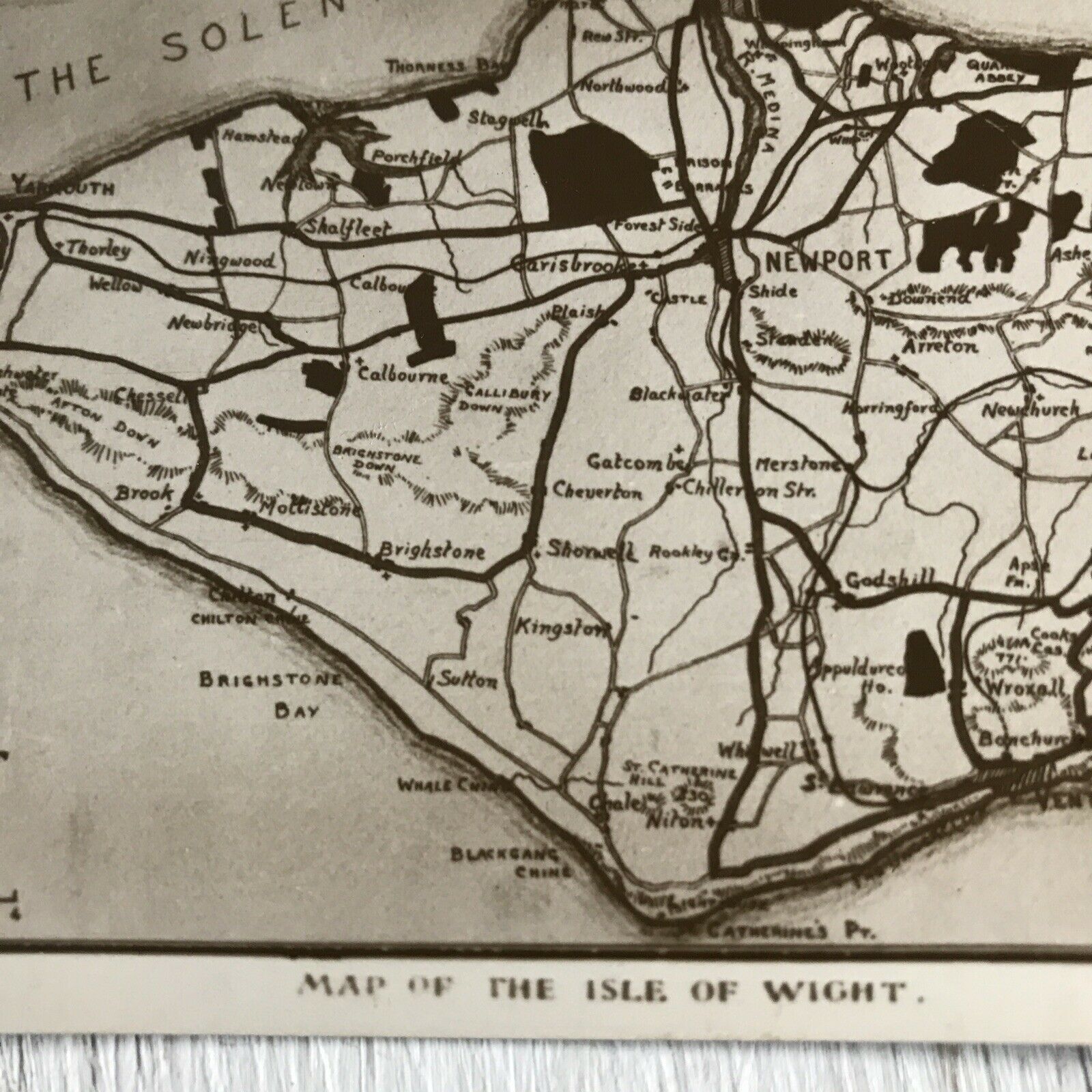 Isle Of Wight Memorabilia Vintage Postcard Map Of The Island The Solent ...