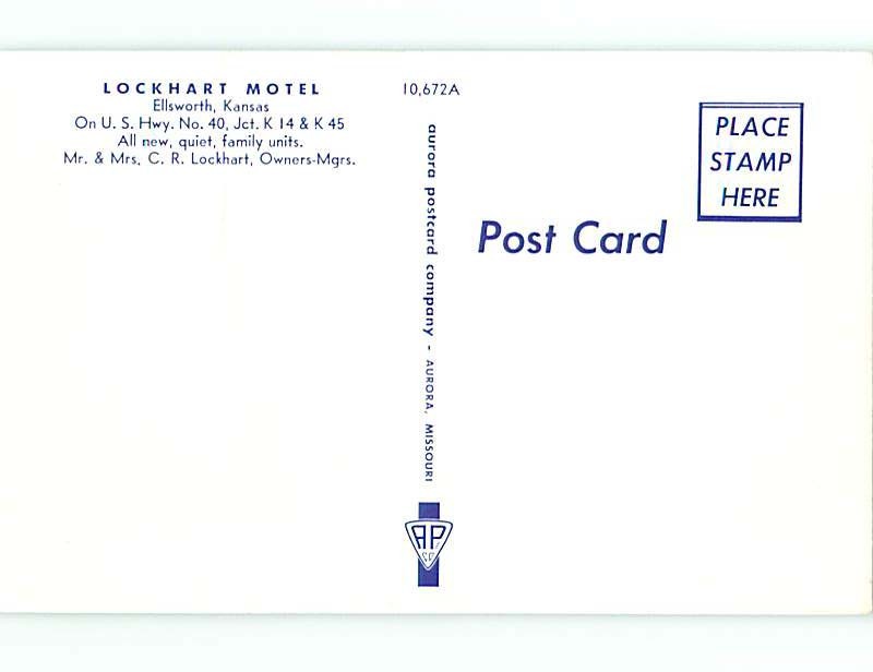 Unused Pre-1980 LOCKHART MOTEL Ellsworth Kansas KS s4204 | United ...