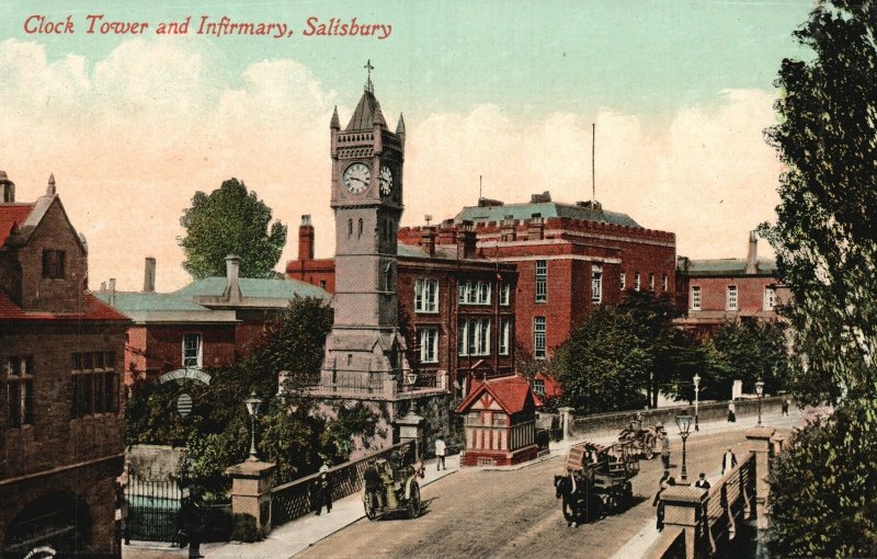 Vintage Postcard 1910's Clock Tower and Infirmary Salisbury Wiltshire ...