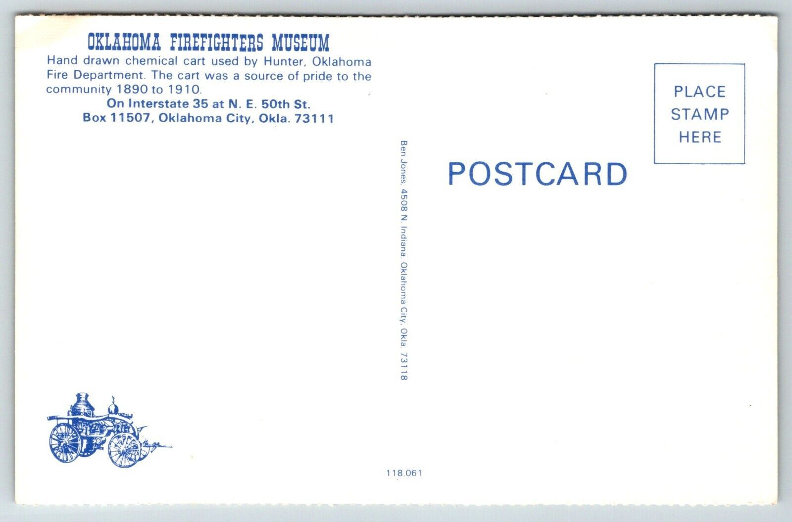 Fire Truck Engine - Fireman Postcard - Oklahoma Firefighters Museum ...