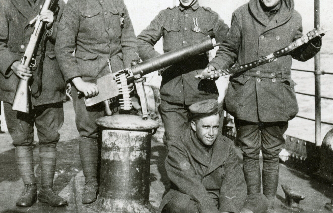 WWI German Machine Gun Iron Cross Helmet Bring Back War Trophies ...