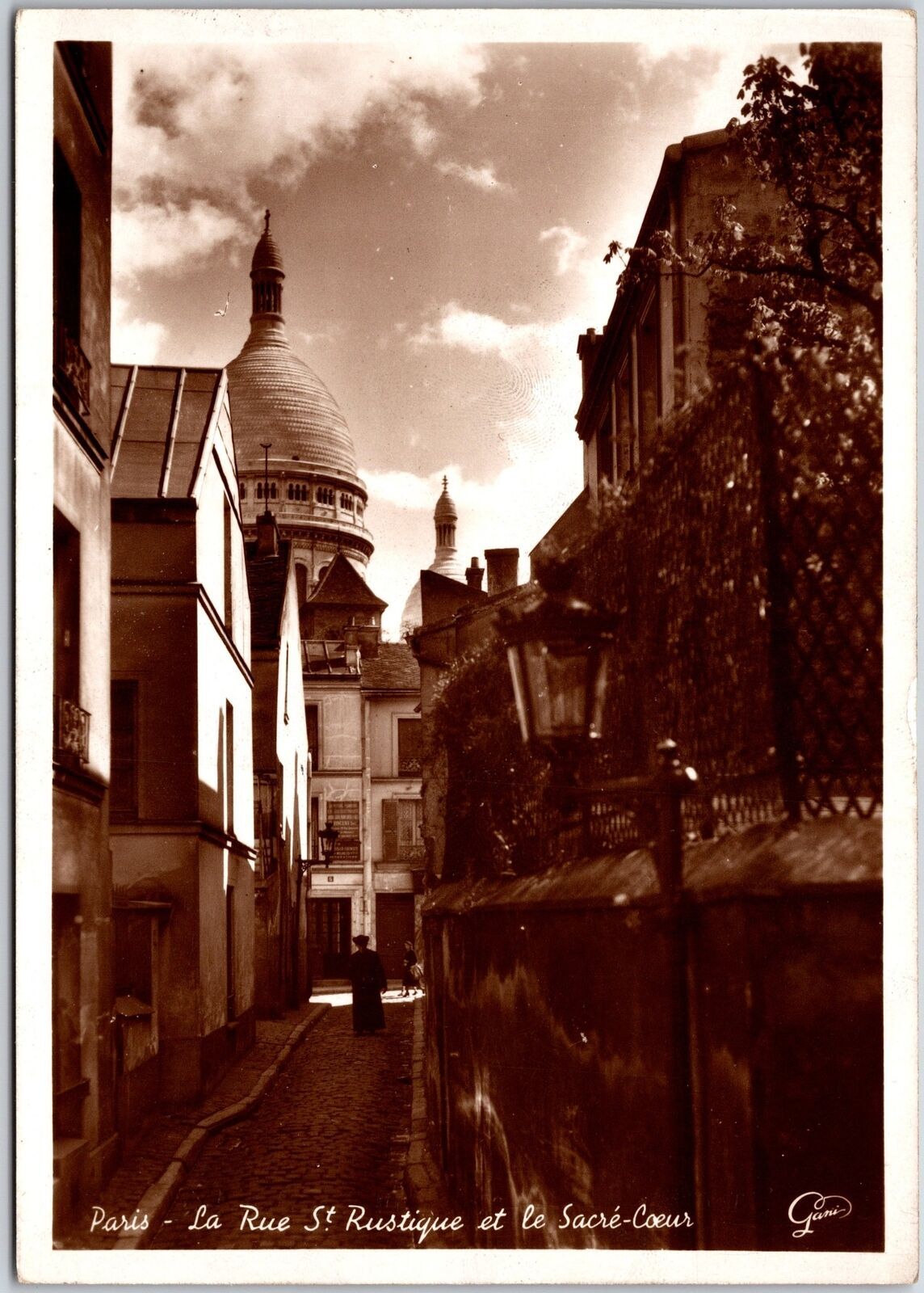 Paris La Rue St. Rustique Et Le Sacre-Coeur France Real Photo RPPC ...