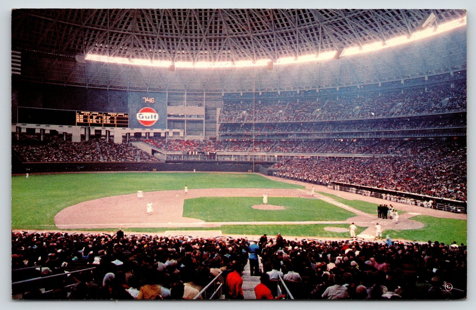 Houston Texas~Astrodome Baseball Stadium Interior~Game Day~Scoreboard ...