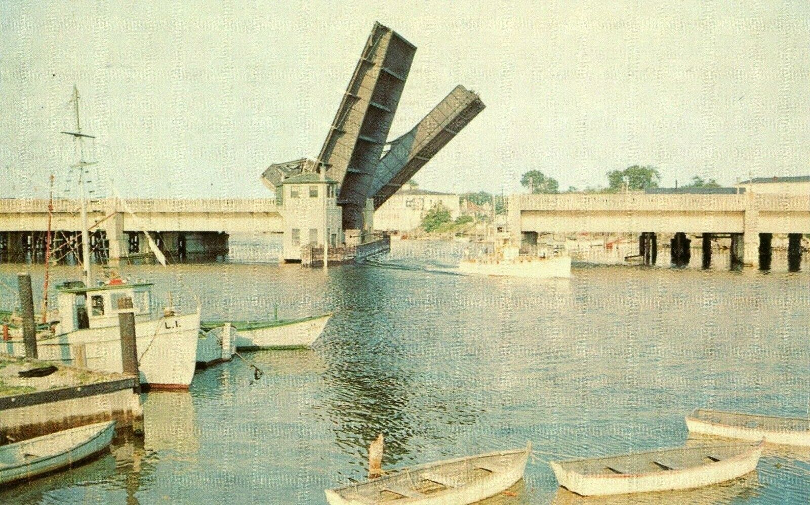 Postcard View of Draw Bridge & Fishing Boats on Shark River Inlet, N.J ...