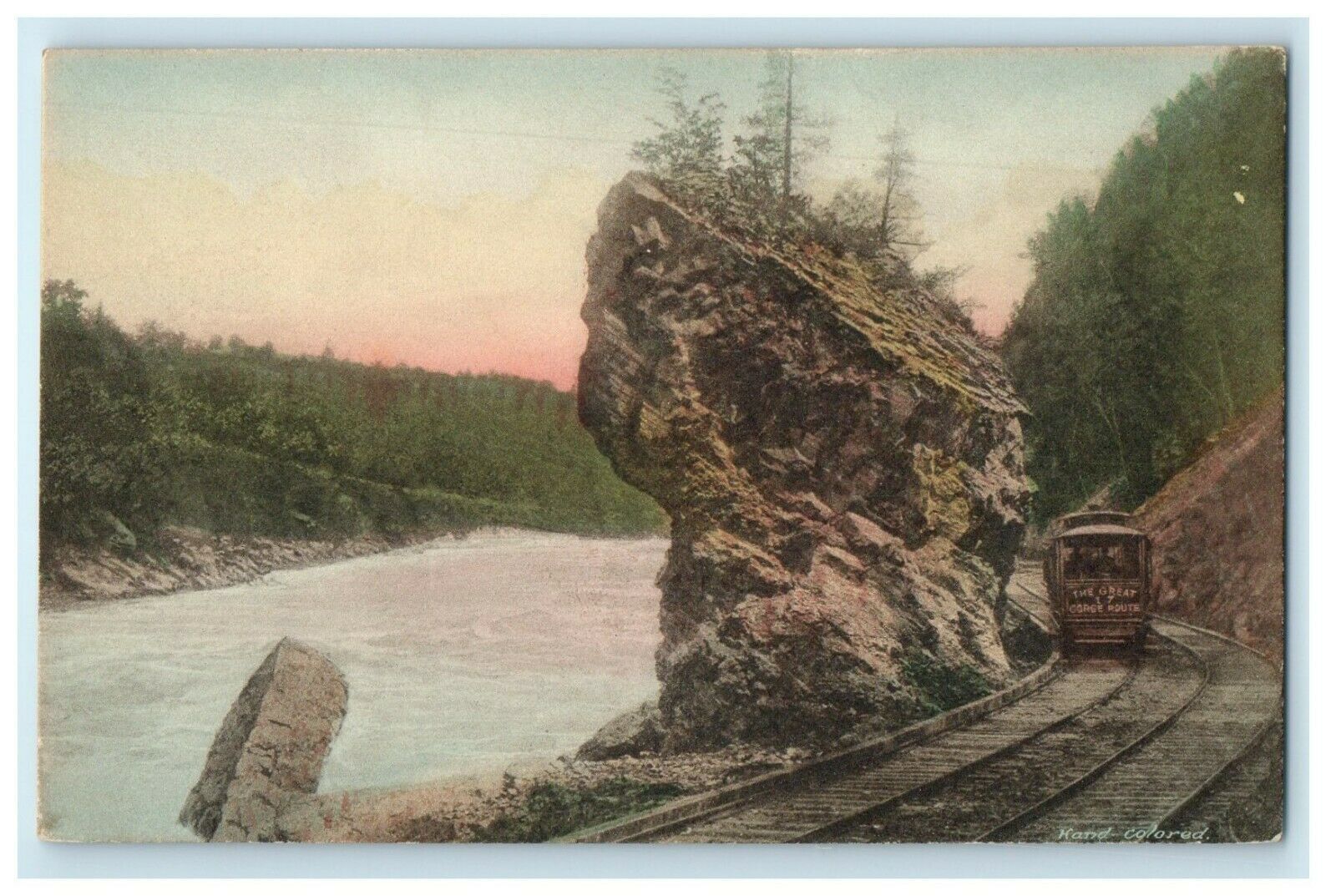 Niagara Falls NY, The Sentinel Gorge Route Railroad Train Handcolored ...
