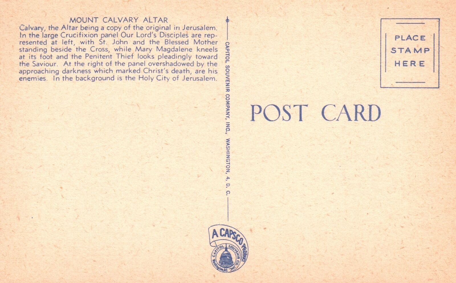 Vintage Postcard Mount Calvary Altar Franciscan Monastery Washington DC ...