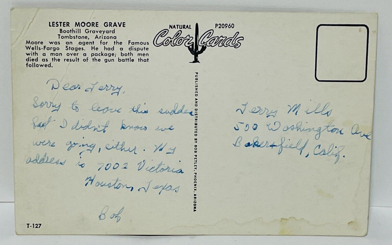 Vintage Postcard Bob Petley Photo Humor Wells Fargo Lester Moore Grave ...