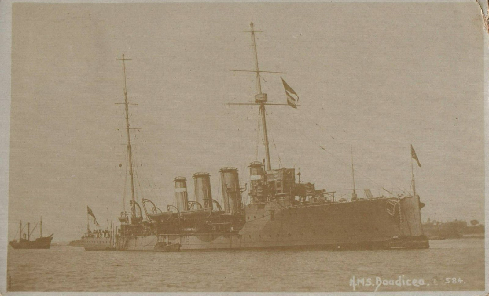 RPPC Photo WWI British Royal Navy HMS Boadicea Frigate | Other ...