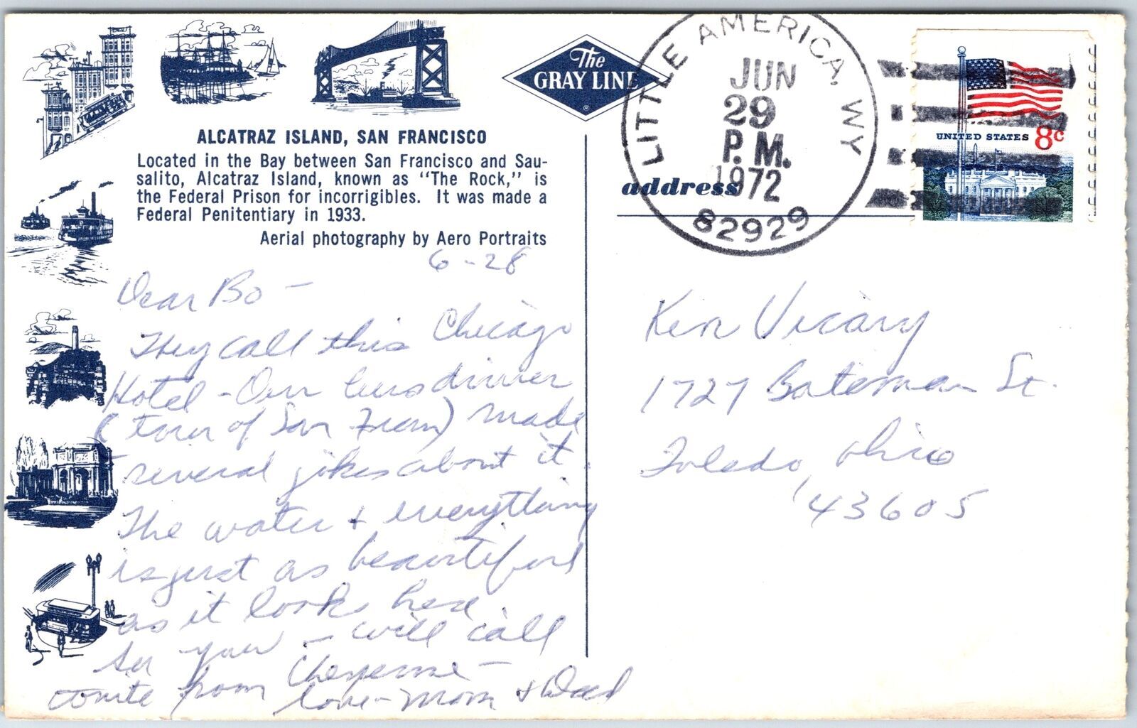 Vintage Postcard Bird's EYE View of Alcatraz Island Federal ...