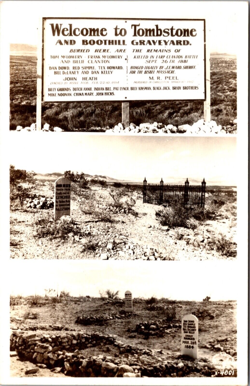 Real Photo Postcard Multiple Views of Tombstone and Boothill Graveyard ...