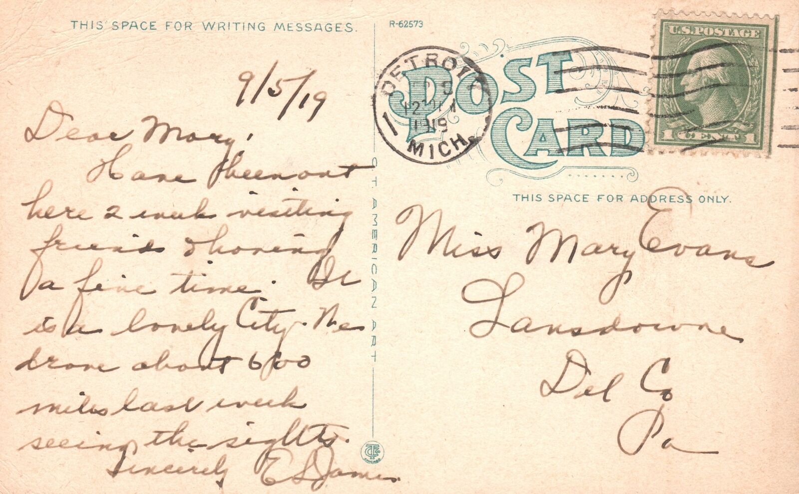 Vintage Postcard 1919 Grand Circus Park West Detroit Michigan C.T ...