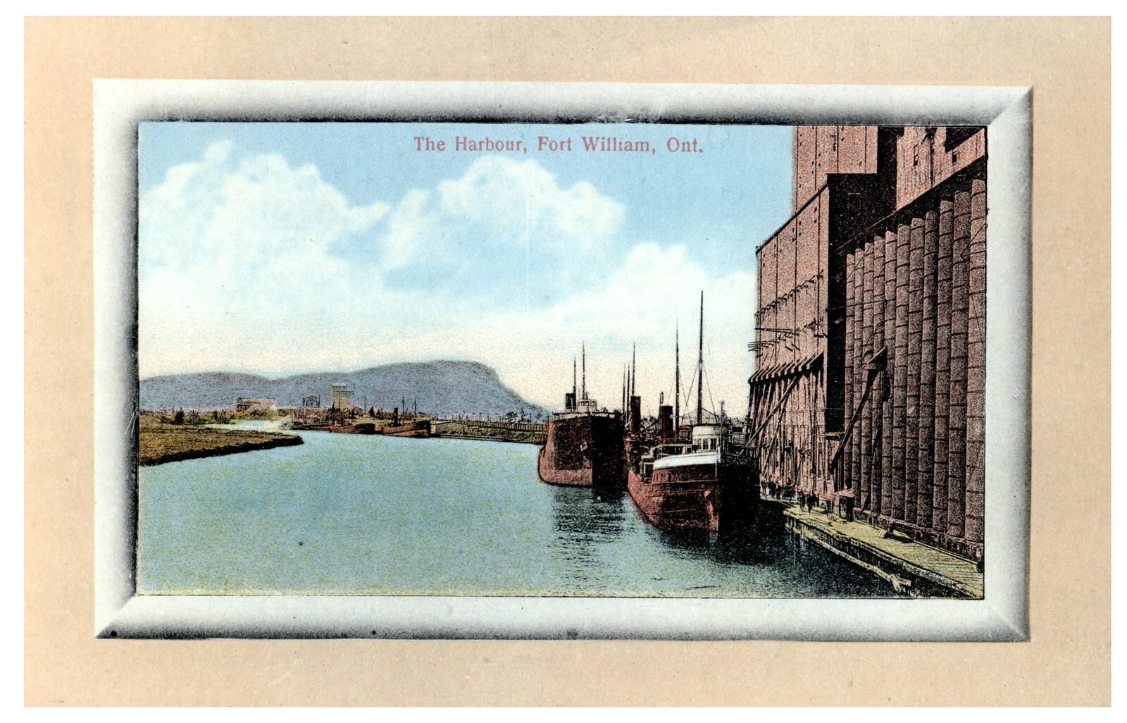 Vintage Fort William Harbor Ont Ships & Grain Elevators Postcard Canada ...