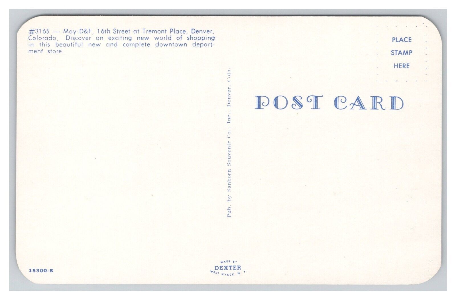 Denver Colorado May-D&F 16th At Tremont Place Postcard Department Store ...