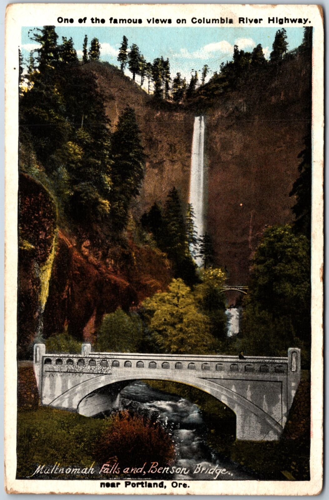 Vintage Postcard Multnomah Falls and Benson Bridge Portland Oregon 1921 ...
