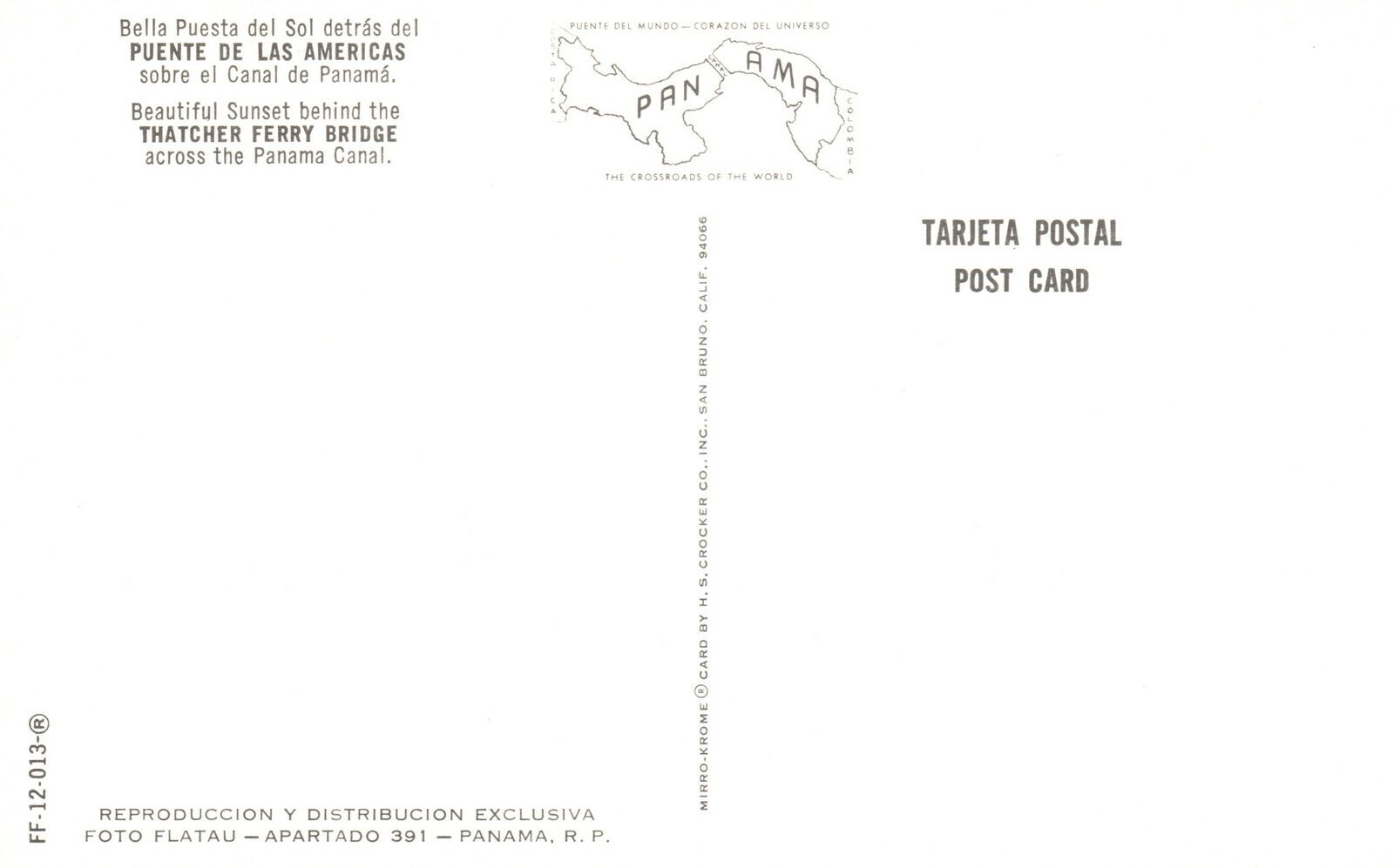 Vintage Postcard Beautiful Sunset Behind Thatcher Ferry Bridge Panama ...