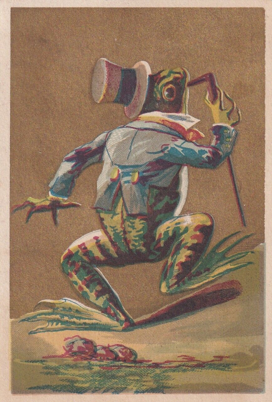 Victorian Trade Card Blank Gilded Anamorphic Frog in Top Hat & Tuxedo ...