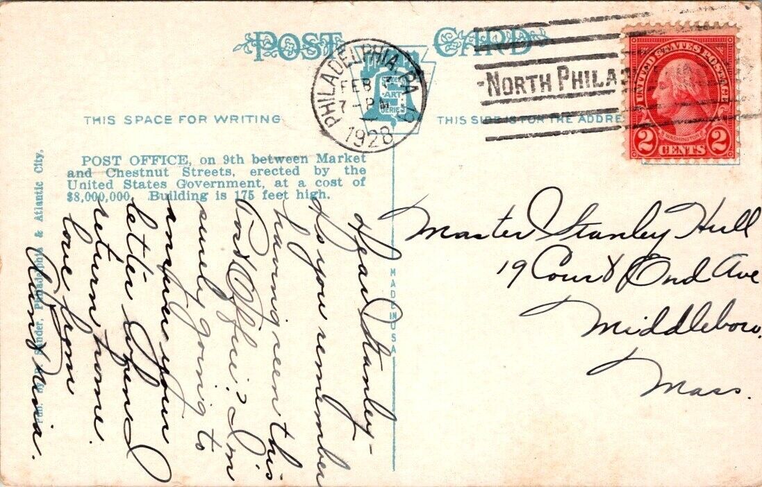 Vintage Pennsylvania Postcard - Philadelphia - US Post Office - Trolley ...