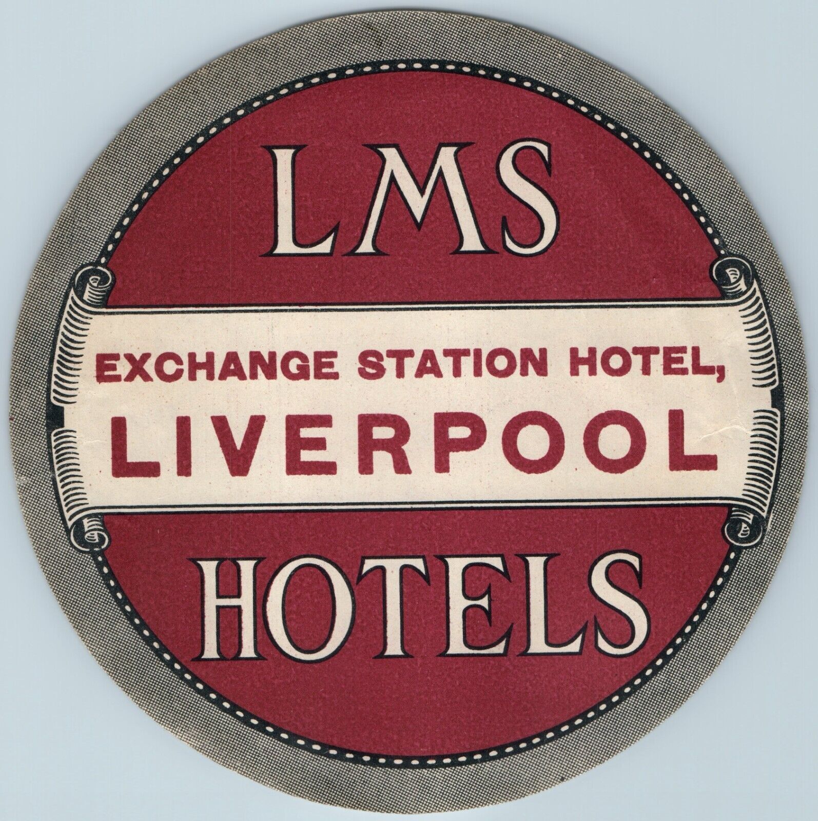 c1930s Liverpool, England LMS Hotels Luggage Label Queen's Railway 5.5 ...