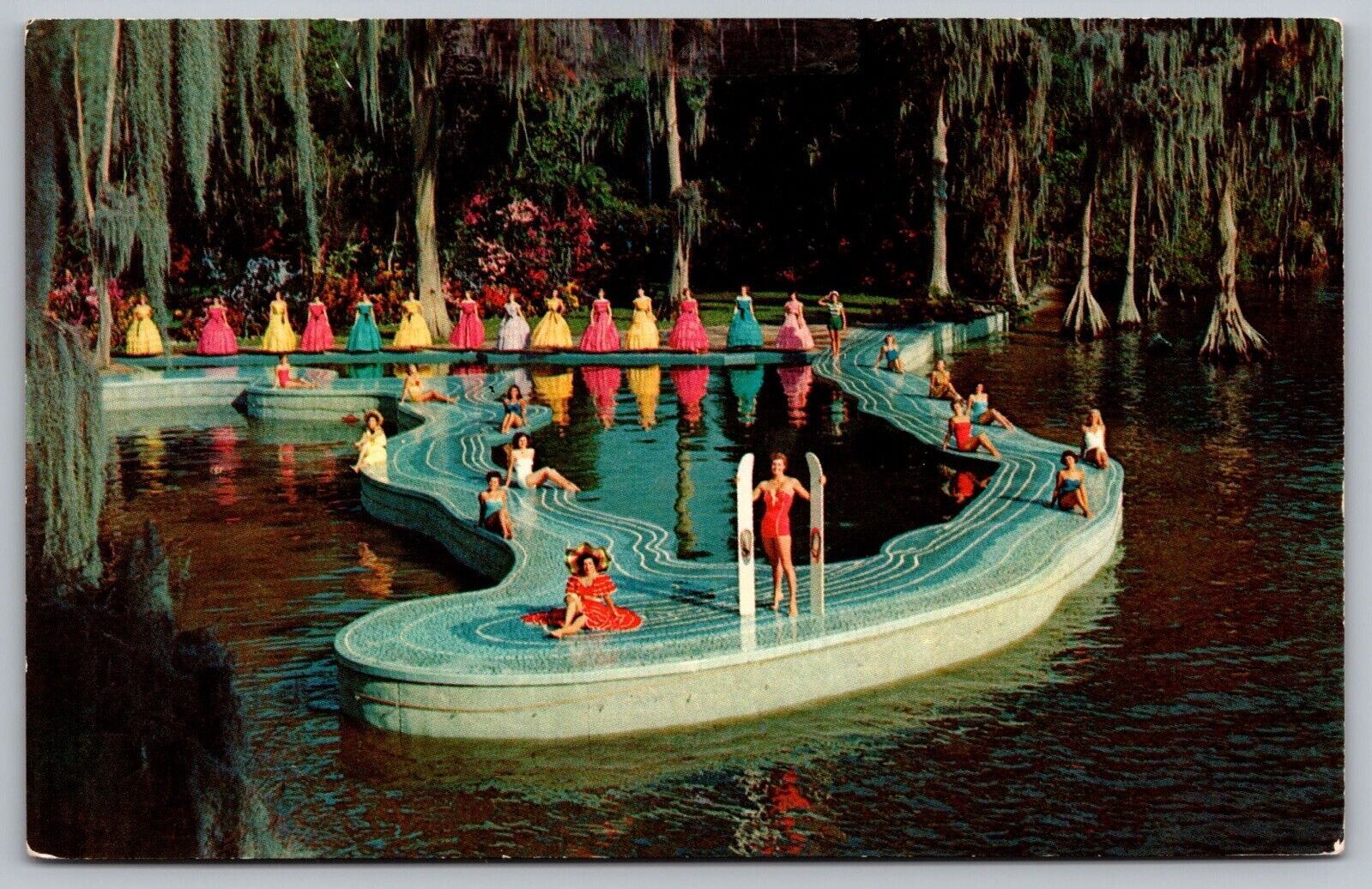 Esther Williams Swimming Pool Shape Map Florida FL Lake Eloise Postcard ...