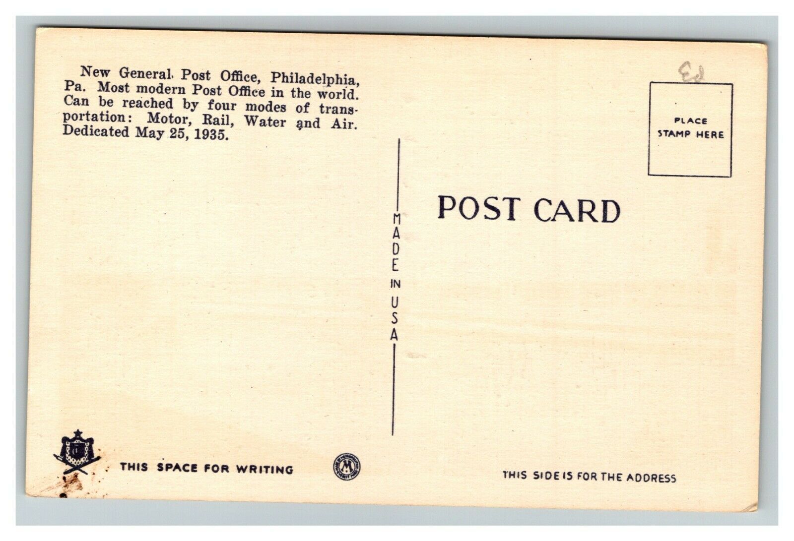 Vintage 1930's Postcard New US General Post Office Philadelphia ...