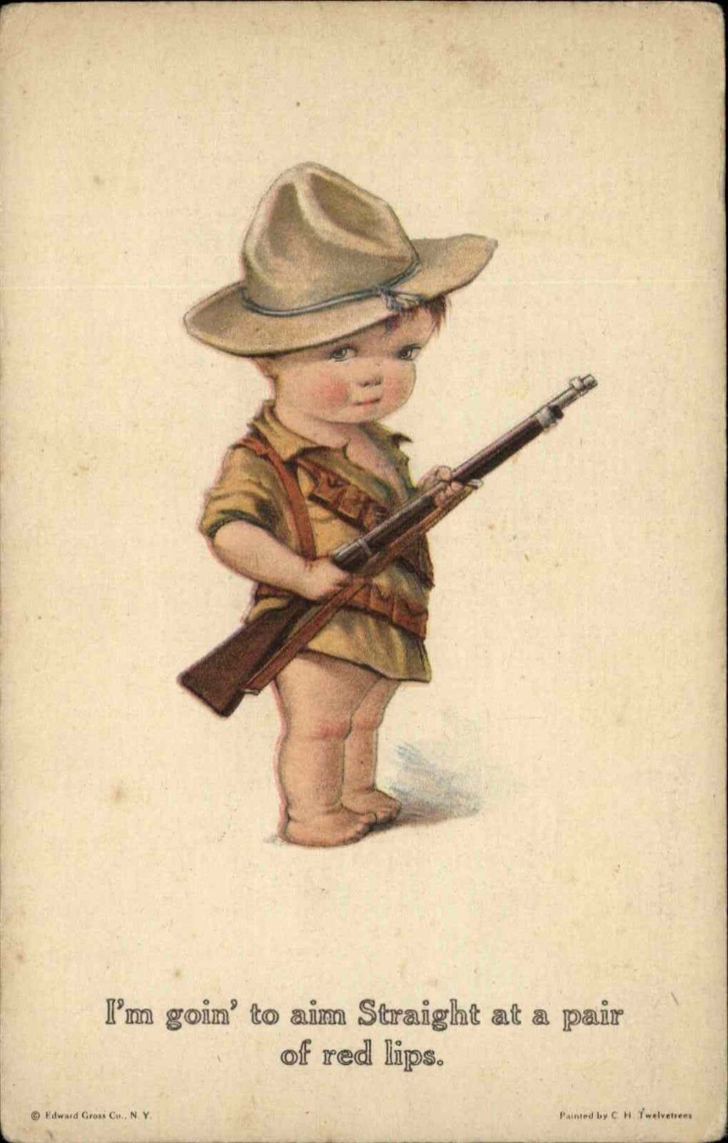Twelvetrees WWI Little Boy Soldier with Gun Smile Messengers Vintage ...