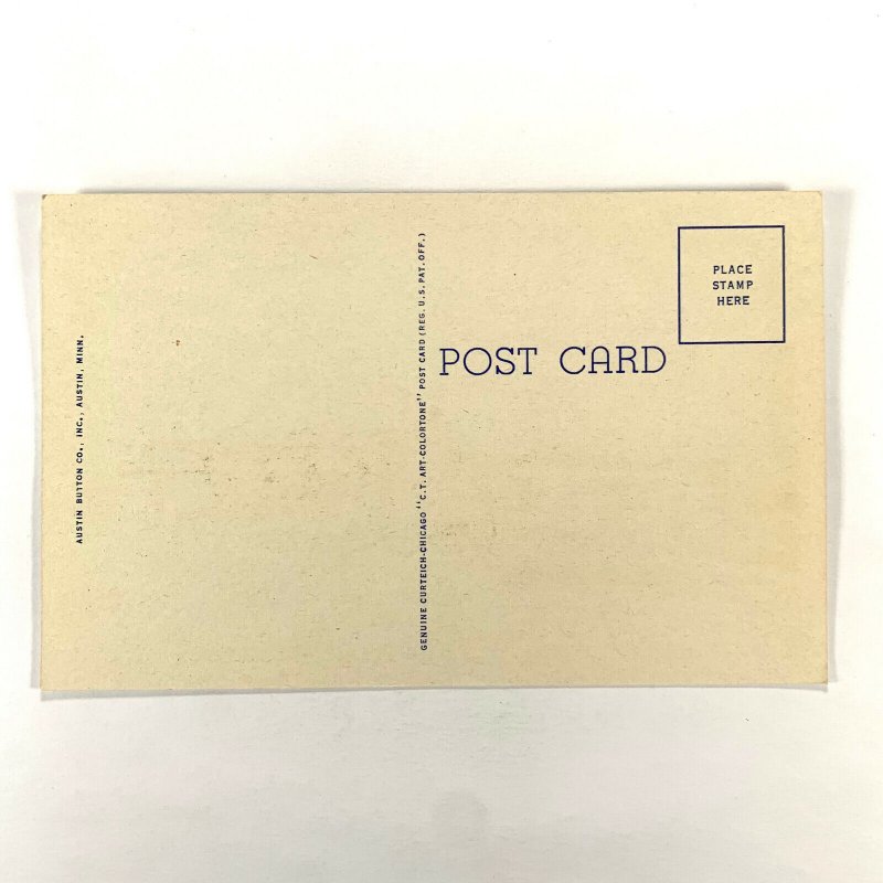 Postcard Minnesota Austin MN Milwaukee Road Train Depot 1940s Linen ...