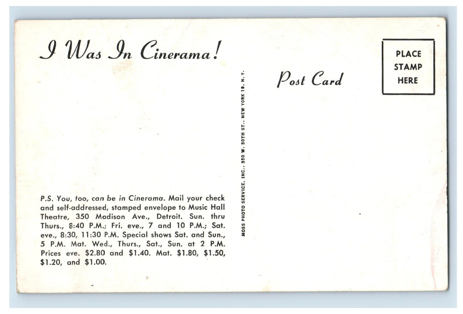 Vintage Music Hall Theatre, Madison Ave., Detroit, MI. Postcard F89E ...