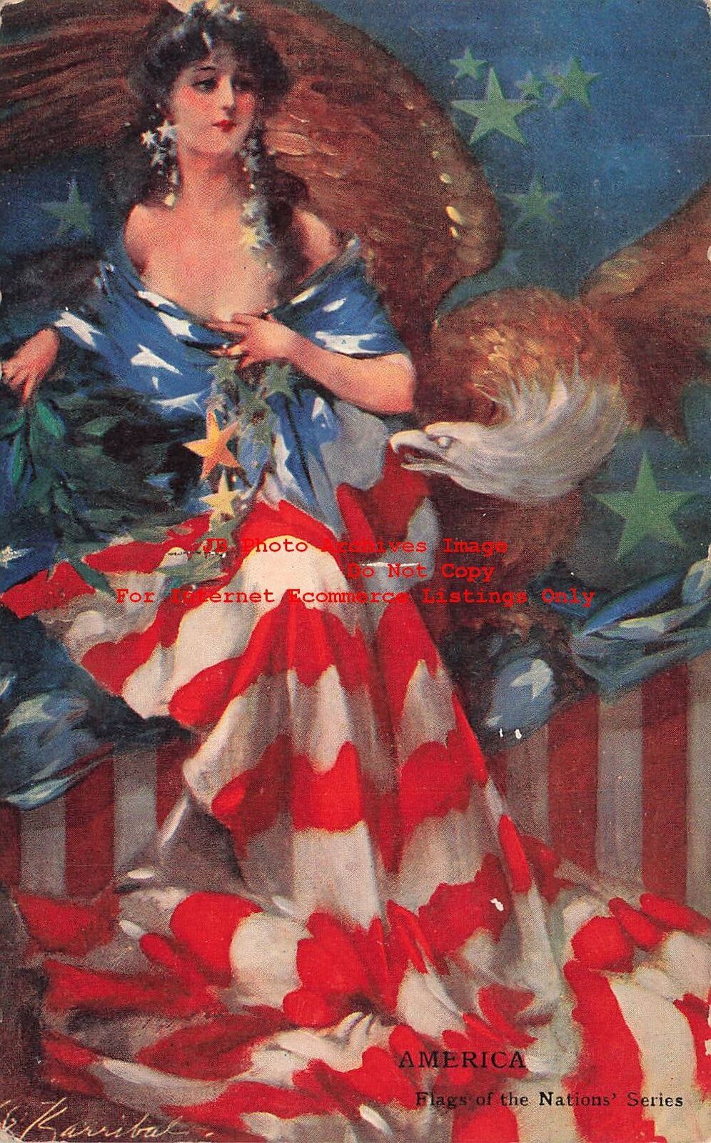 William Barribal, Flags of Nations, America,Lady Columbia Wearing ...
