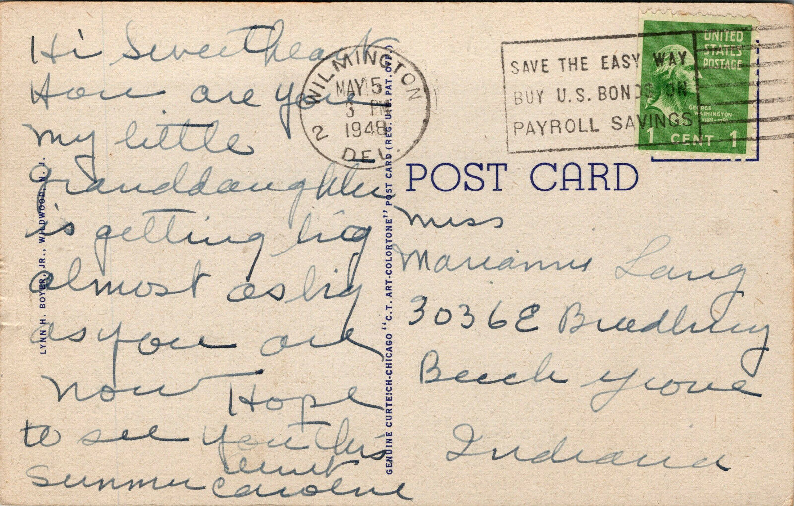 Vtg 1940s Post Office Customs & Court House Rodney Square Wilmington DE ...