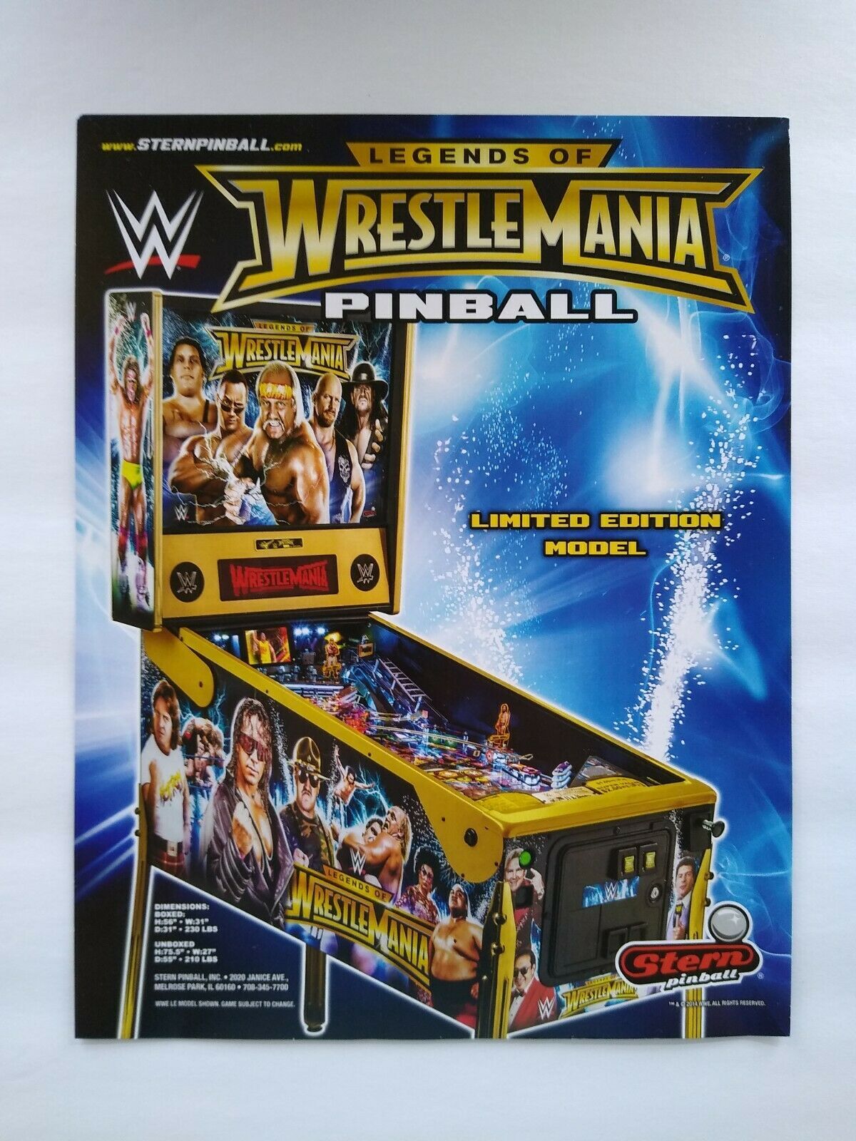 Legends Of Wrestlemania Limited Pinball Flyer Hulk Hogan Andre The ...