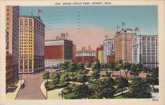 Michigan Detroit Grand Circus Park 1955 | United States - Michigan ...