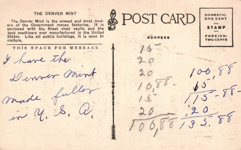 Vintage Postcard 1920's United States Mint Government Money Factory ...